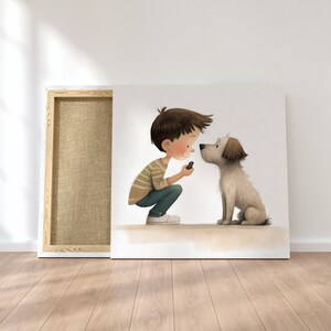 Kid With Dog Poster is an Original Painting to Delight Your Children ...
