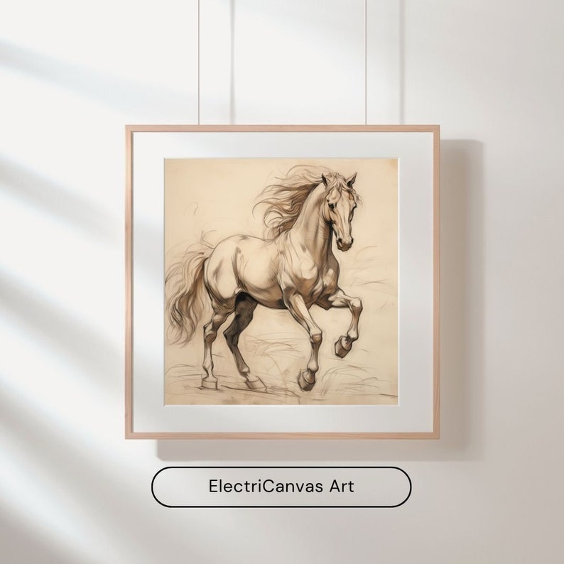 Printable Vintage Horse Drawing, Minimalist Horse Sketch, Antique Horse ...