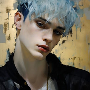 BLUE BOY is a Realistic Painting, an Art Nouveau Illustration. Wall ...