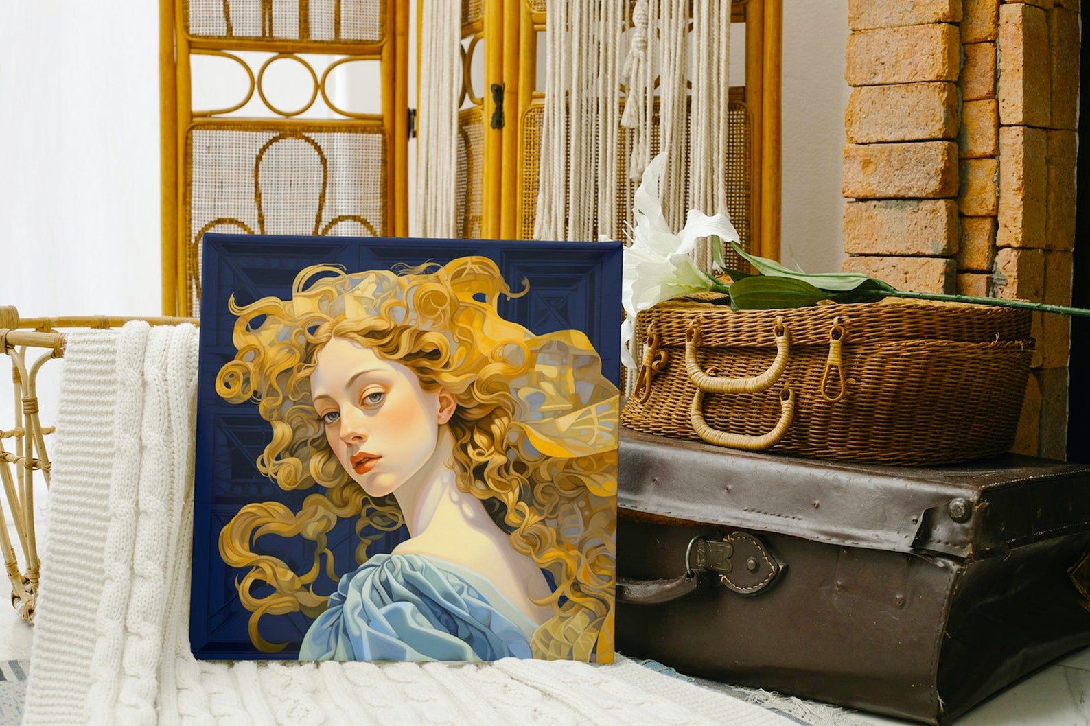 Botticelli Style Painting is a Portrait of a Red Haired Girl, a ...