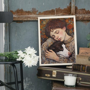 Boy With Dog Art Print, Digital Art Print, Museum Poster, Wall Decor ...