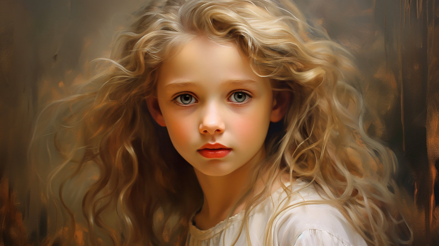 Digital Art Portrait: Oil Painting Style of a Young Girl High-quality ...