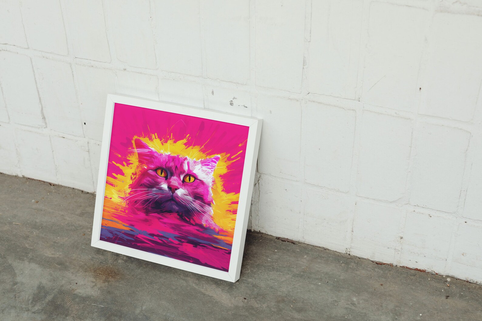 Hot Pink Cat Painting is an Artistic Cat Portrait, a Personalized Gift ...
