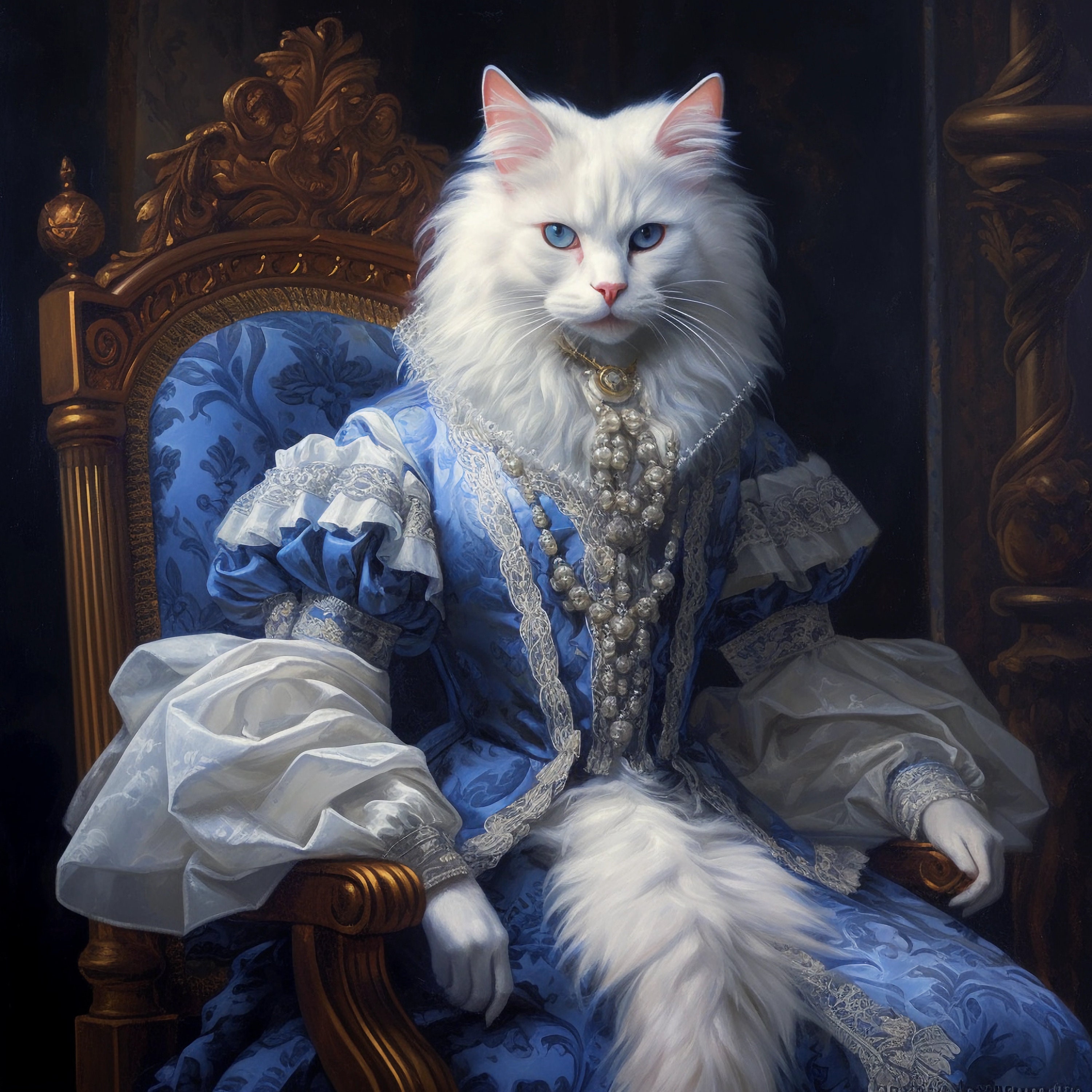 Renaissance-inspired Noble Cats Art Print - Instant Download Wall Decor ...