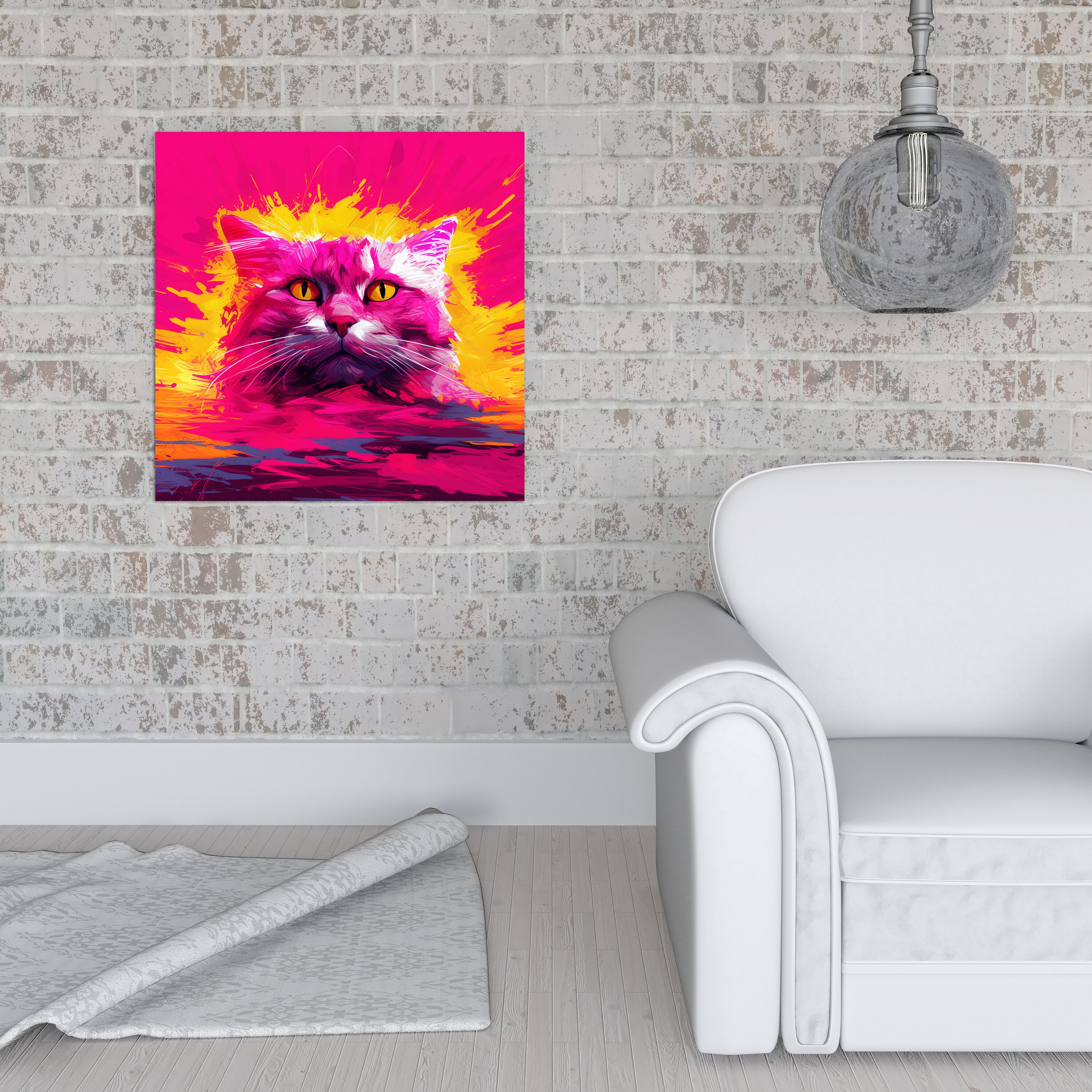 Hot Pink Cat Painting is an Artistic Cat Portrait, a Personalized Gift ...