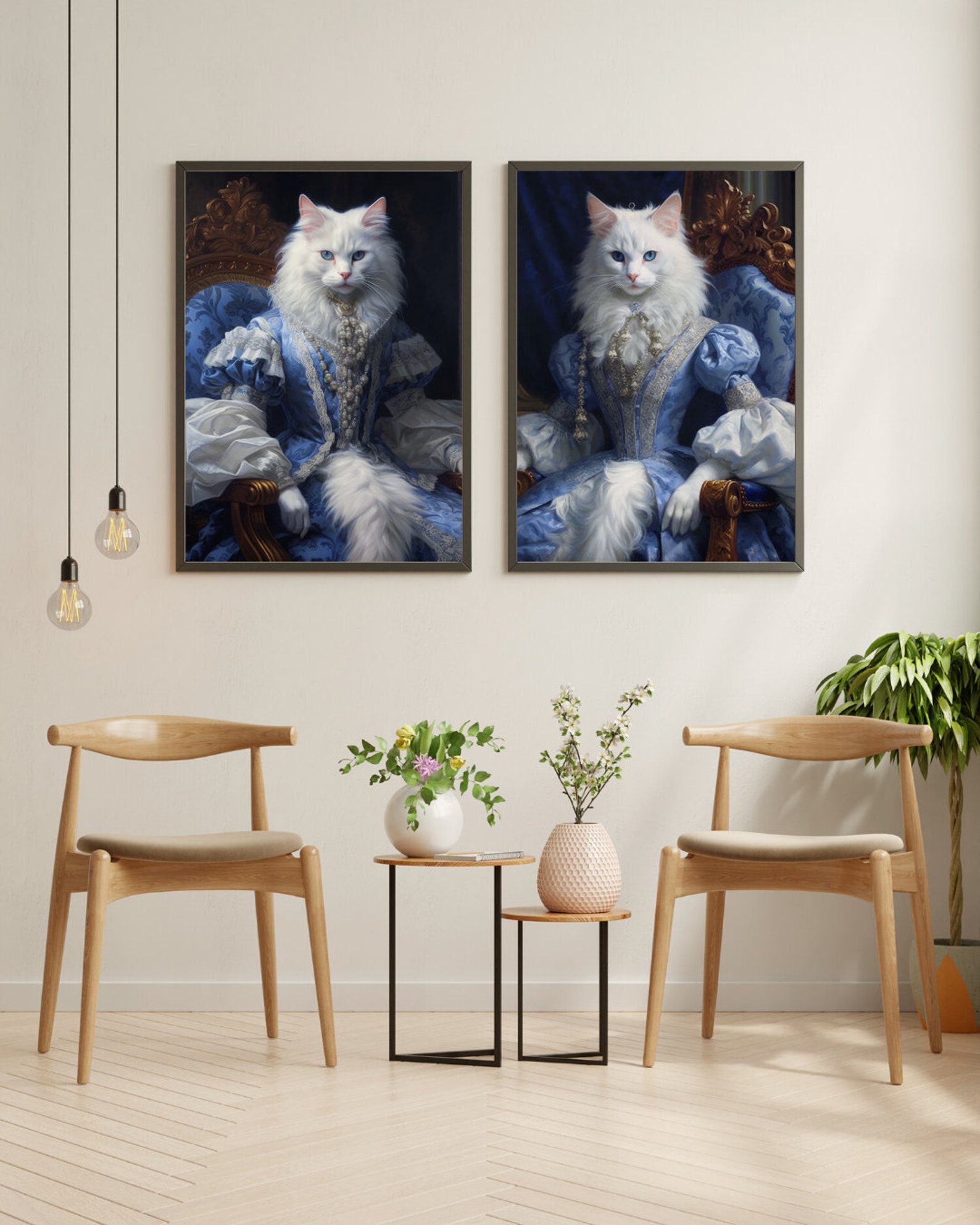 Renaissance-inspired Noble Cats Art Print - Instant Download Wall Decor ...