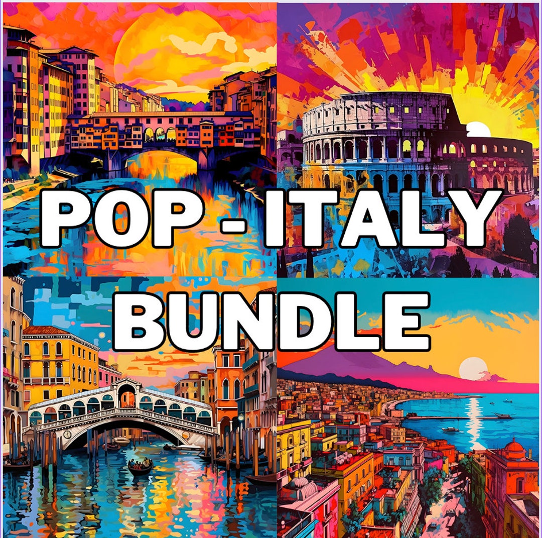 Pop Art Italy is a Bundle of 4 Digital Wall Art That Shows the Beauties ...
