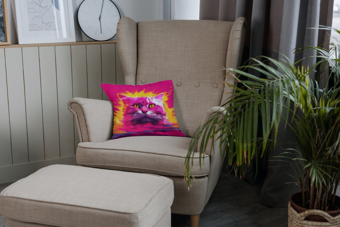 Hot Pink Cat Painting is an Artistic Cat Portrait, a Personalized Gift ...