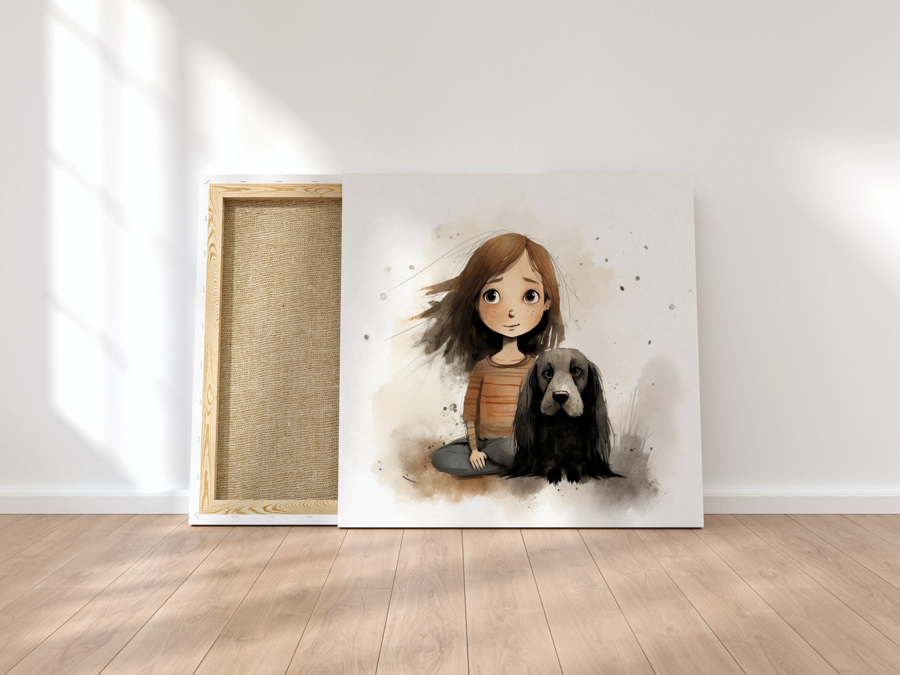 Girl With Dog Poster is an Original Painting to Delight Your Children ...