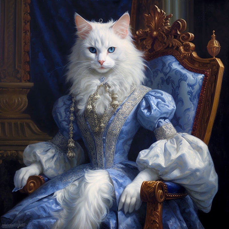 Renaissance-inspired Noble Cats Art Print - Instant Download Wall Decor ...