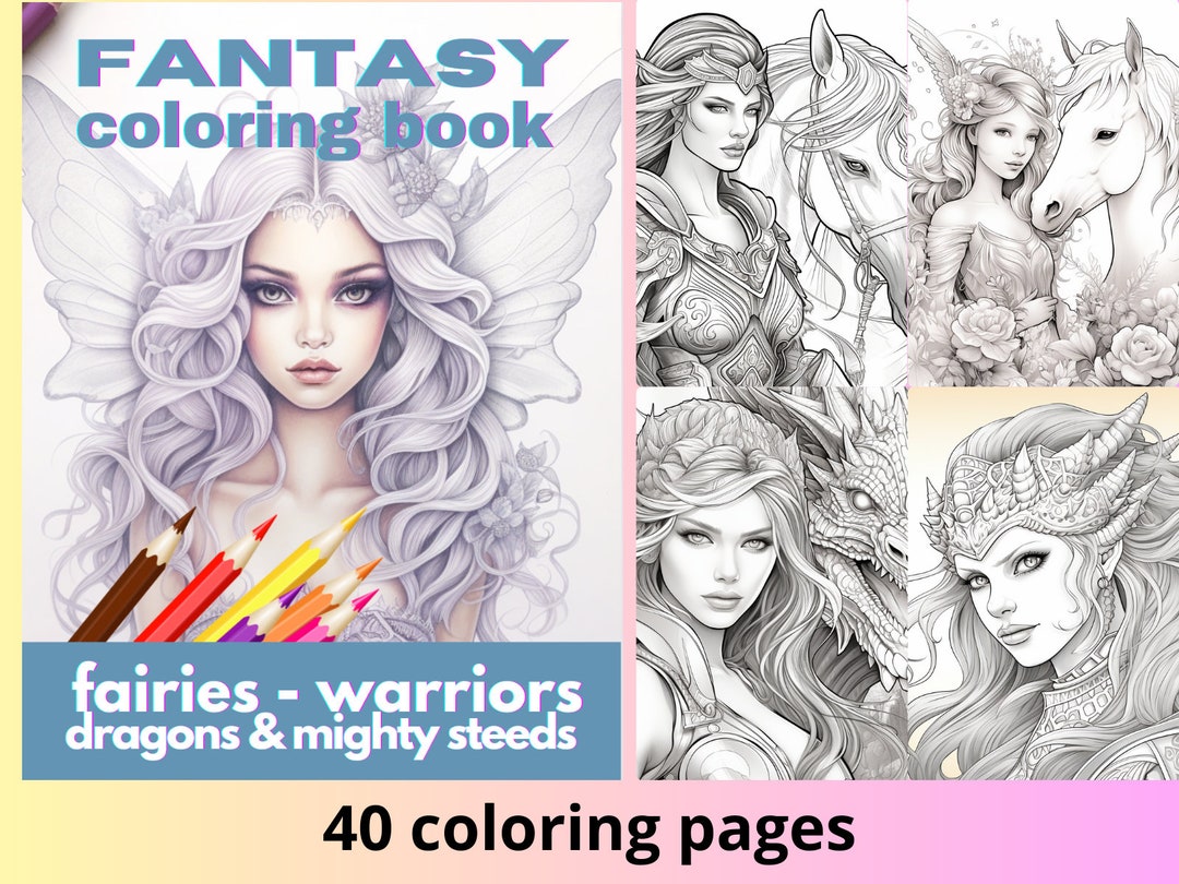 40 Pages Fantasy Coloring Book, an Adult Collection of Faeries ...