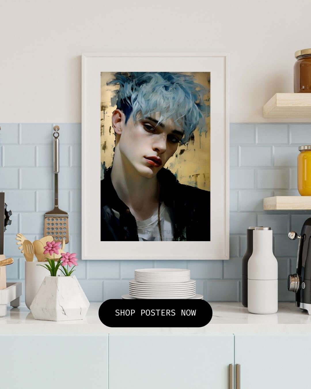 BLUE BOY is a Realistic Painting, an Art Nouveau Illustration. Wall ...