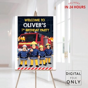 Fireman Welcome Sign for Birthday Party Fire Truck Birthday Signs ...