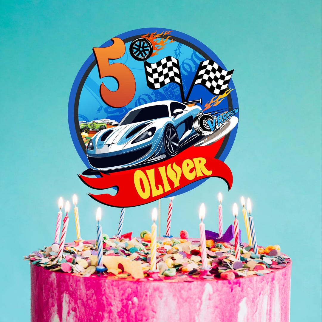 Printable Racing Car Cake Topper, Hot Cars Birthday Cake Topper ...