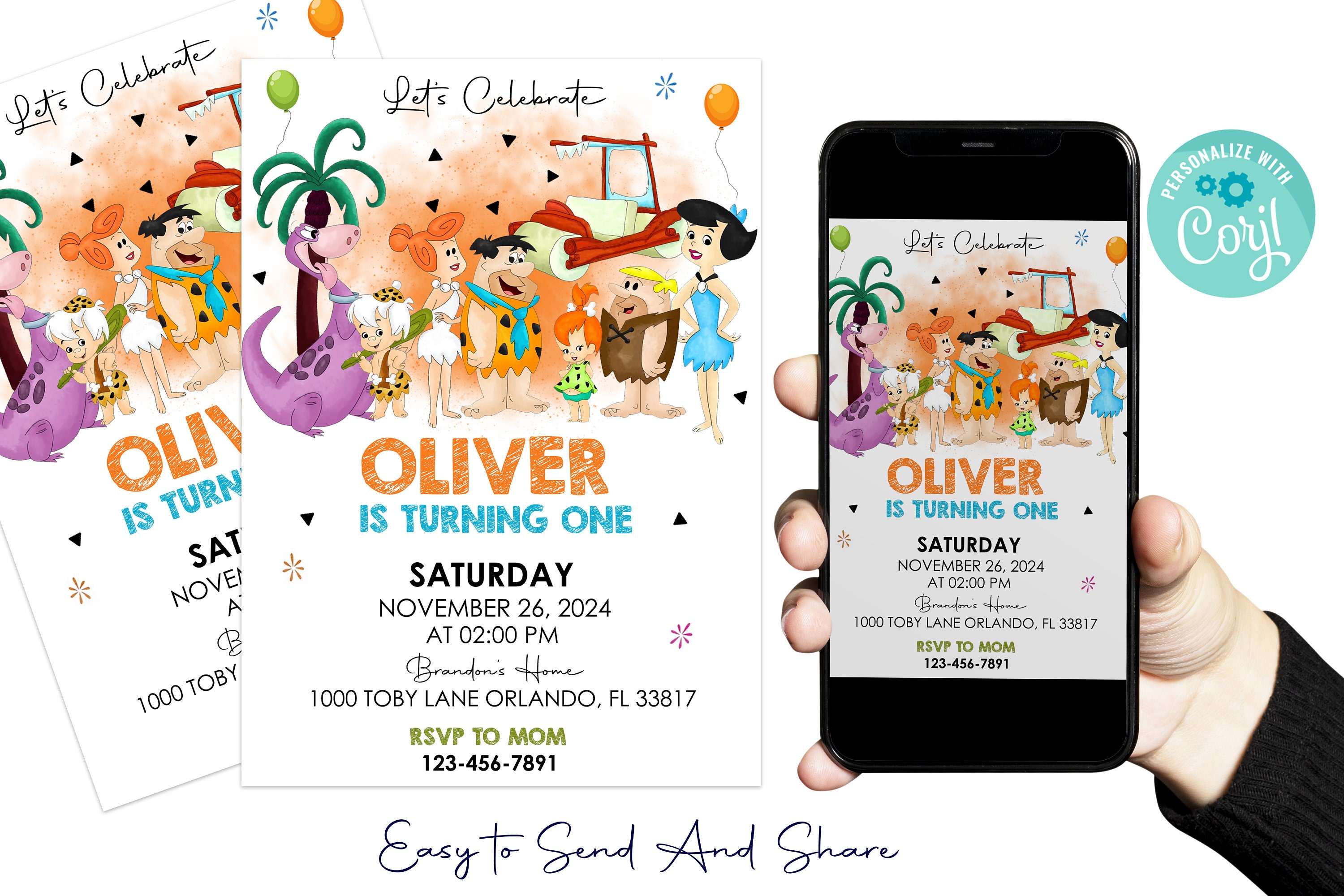 Printable the Flintstones Invitation the Flintstones Birthday - Etsy ...