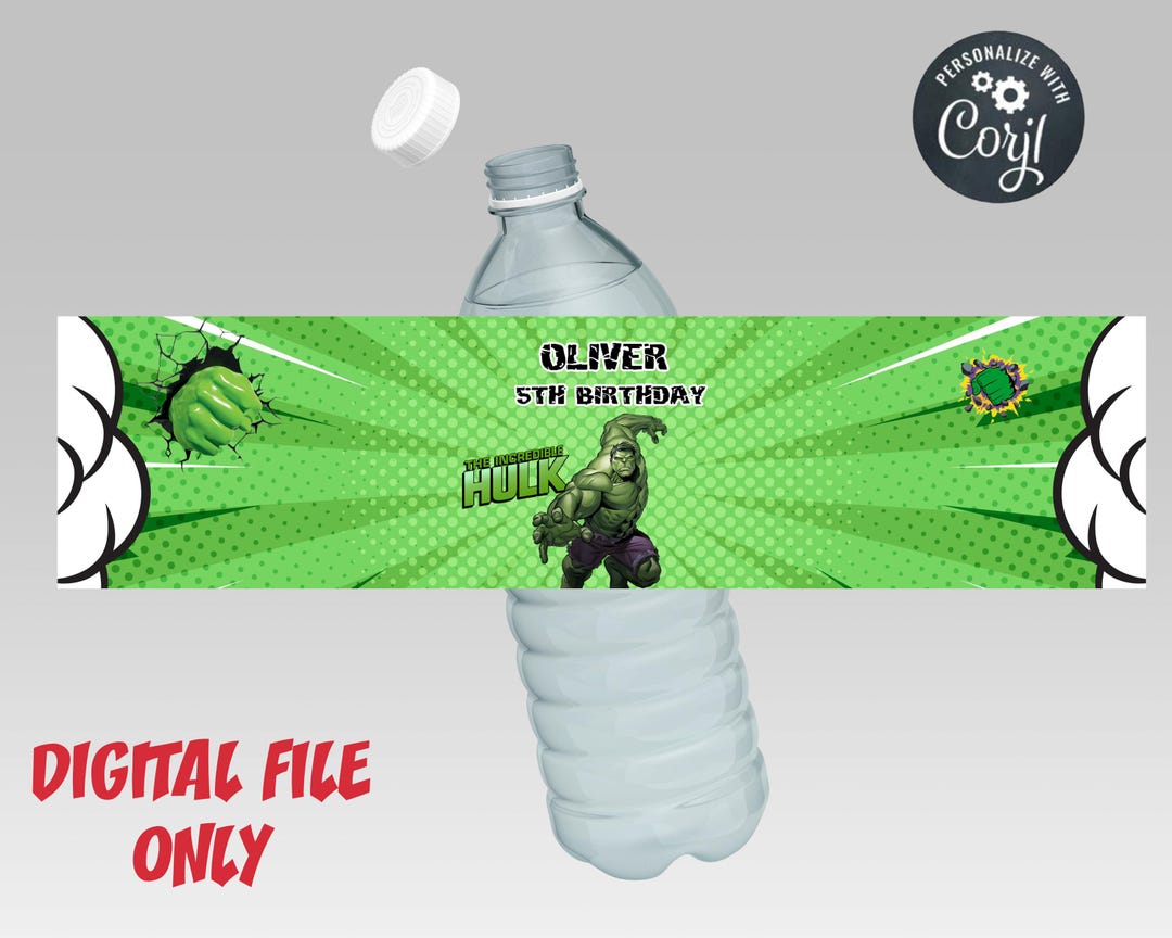 Labels for HULK Party - Water Bottle Label - DIGITAL DOWNLOAD ...