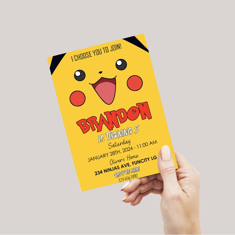 Printable Pikachu Invitation Pikachu Birthday Invitation - Etsy
