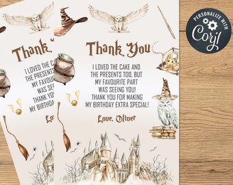 Wizard Thank You Tag, Magical Birthday Thank You Tag, Birthday Party ...