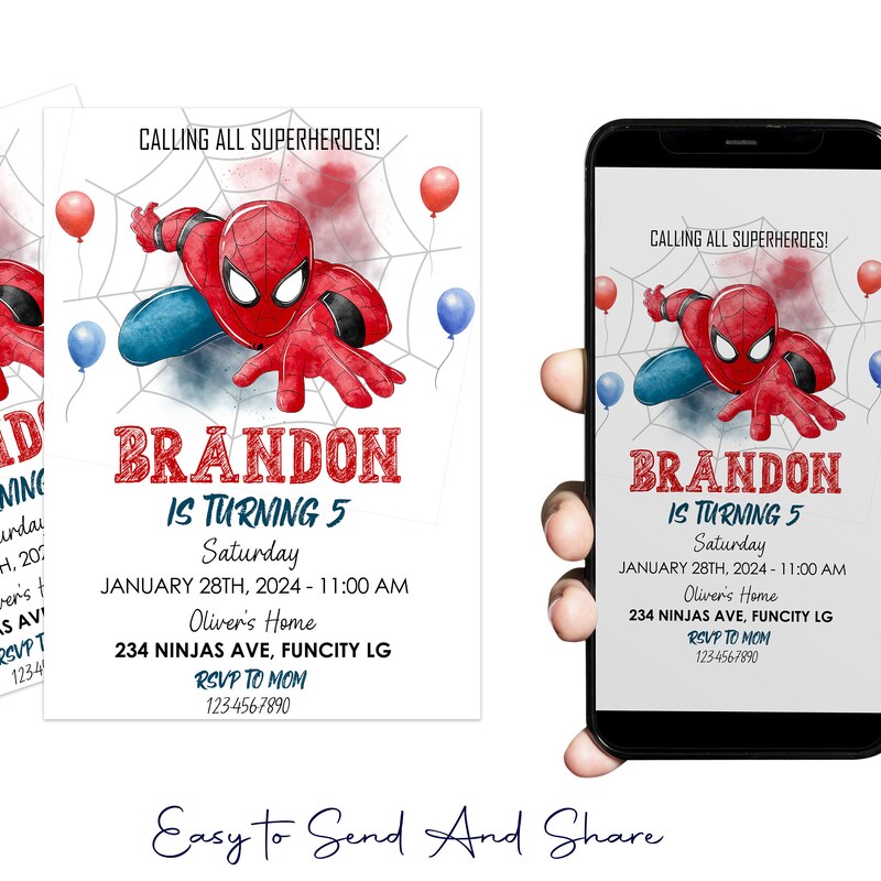 Spiderman Invitation - Etsy