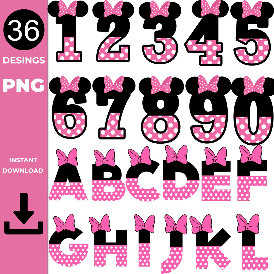 Instant Download Minnie Mouse Alphabet and Numbers PNG , Minnie Mouse ...