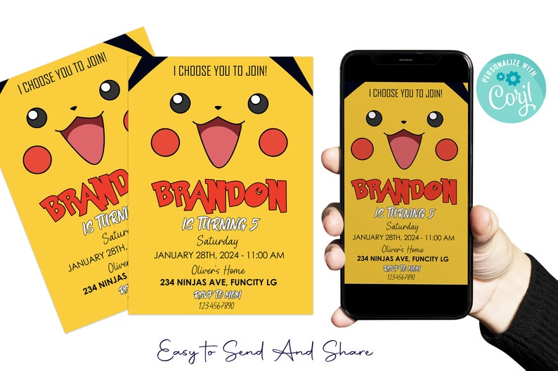 Printable Pikachu Invitation Pikachu Birthday Invitation - Etsy