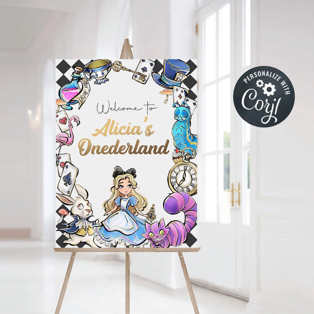 Alice in Onderland Welcome Sign,alice in 0nderland Custom Birthday ...