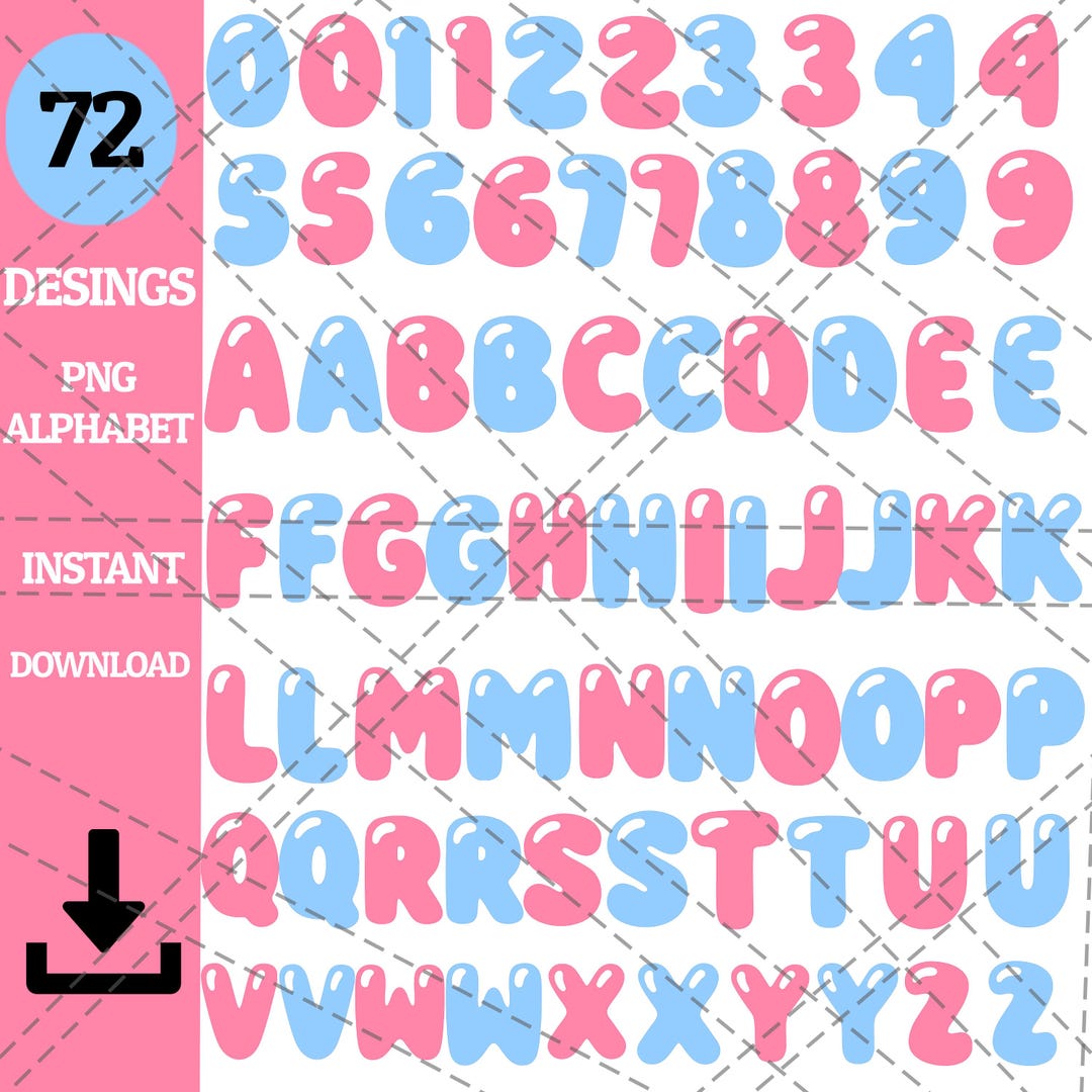 Pink- Blue Bubble Letters Png ,letters Png ,png Alphabet, Pink Bubble ...