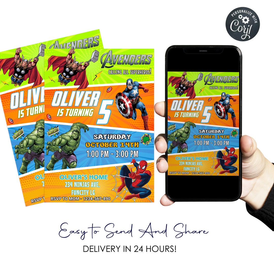 Editable Avengers Birthday Invitation Template, Avengers Printable ...