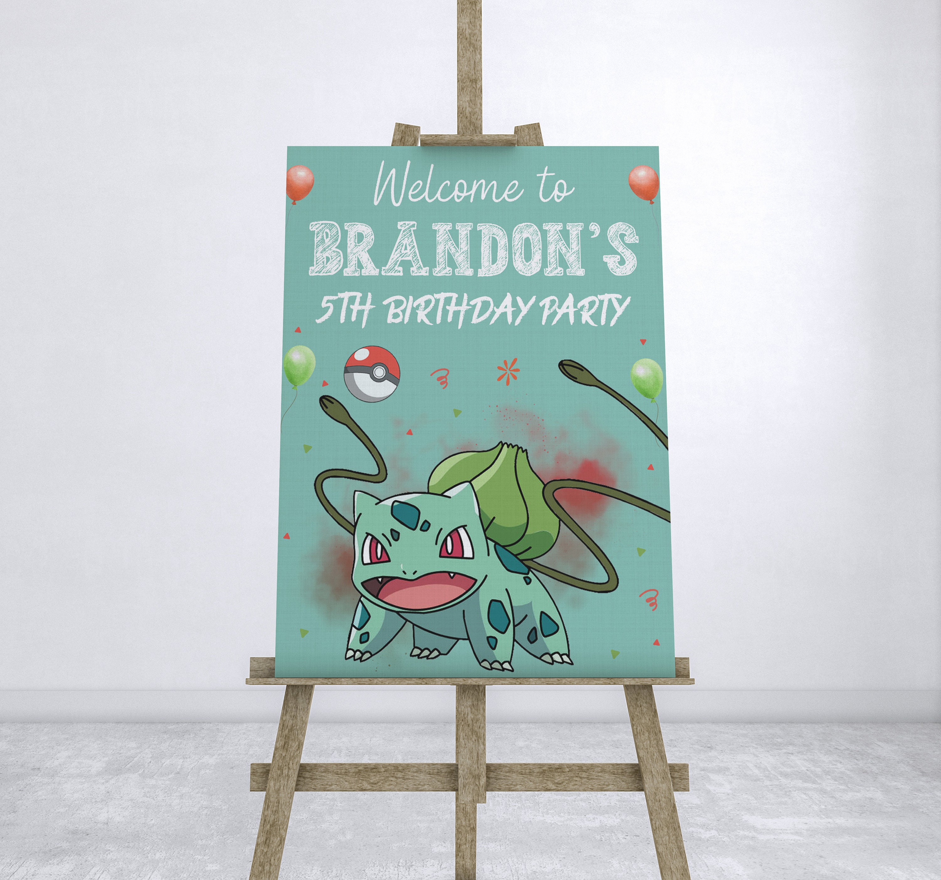 Bulbasaur Birthday Welcome Sign, Bulbasaur Custom Birthday Welcome Sign ...
