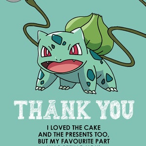 Pokemon Thank You Tags- Bulbasaur Birthday- Bulbasaur Thank You Gifts ...
