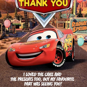 Cars Thank You Tags, Lightning Mcqueen Birthday, Cars Thank You Gifts ...