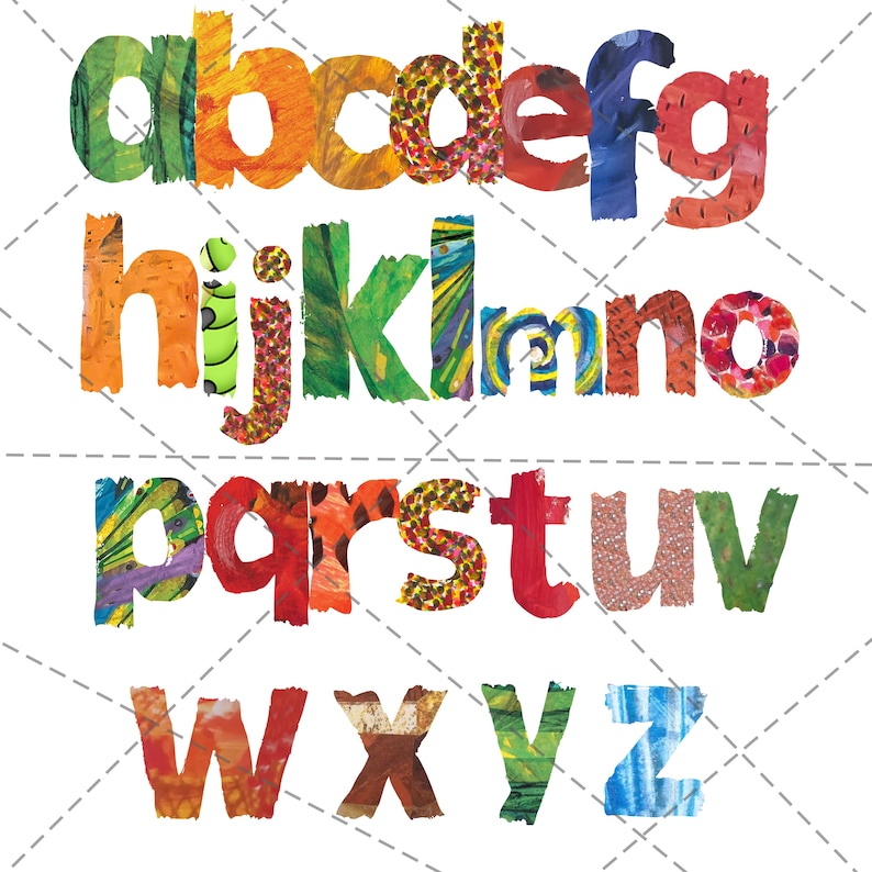The Very Hungry Caterpillar Alphabet Clipart: Lowercase PNG (digital ...