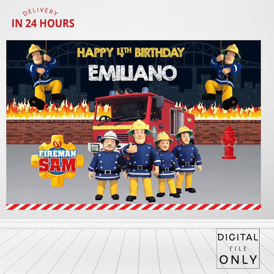 Birthday Party Fireman Banner, Fireman Happy Birthday, Customized ...