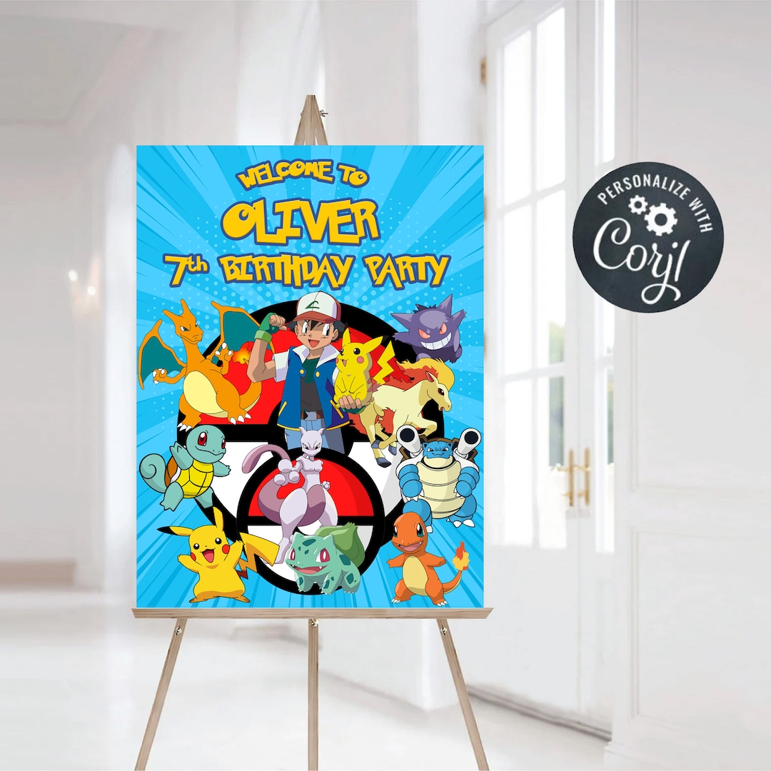 Birthday Welcome Sign, Charizard Custom Birthday Welcome Sign ...