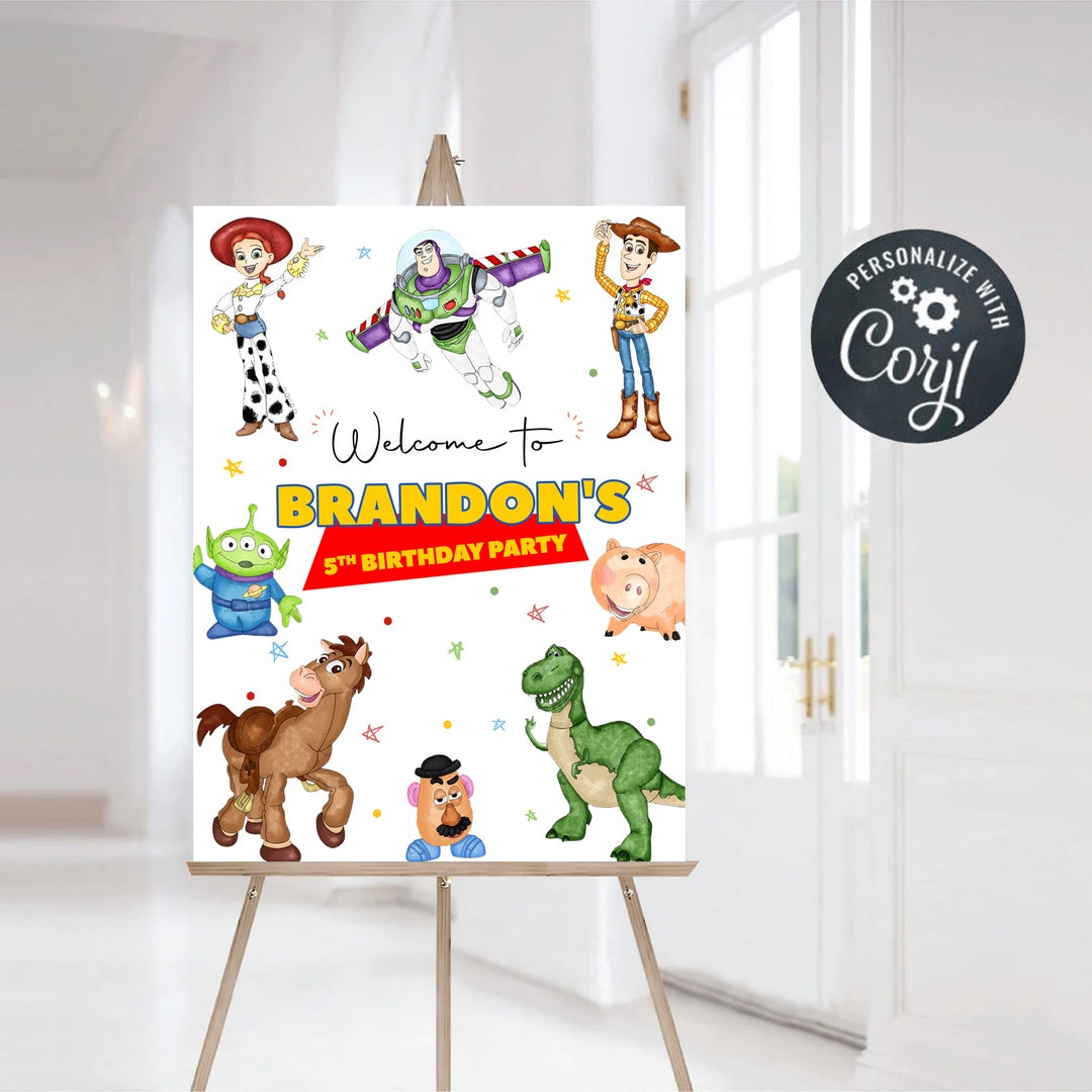 Toy Story Birthday Welcome Sign, Toy Story Custom Birthday Welcome Sign ...