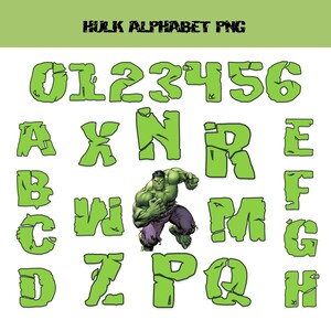 Instant Download Hulk Alphabet Font PNG , Hulk Alphabet Party Supplies ...