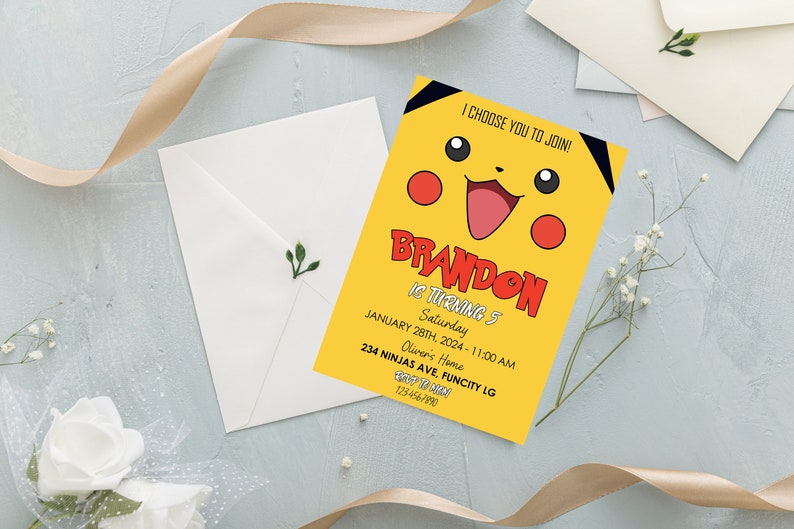 Printable Pikachu Invitation Pikachu Birthday Invitation - Etsy