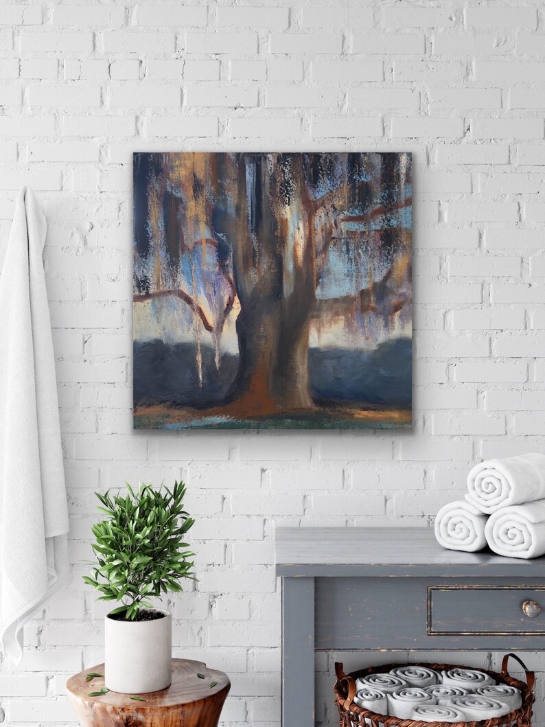 Ancient Tree of Serenity - Mystical Oil Painting With Sprawling Moss ...