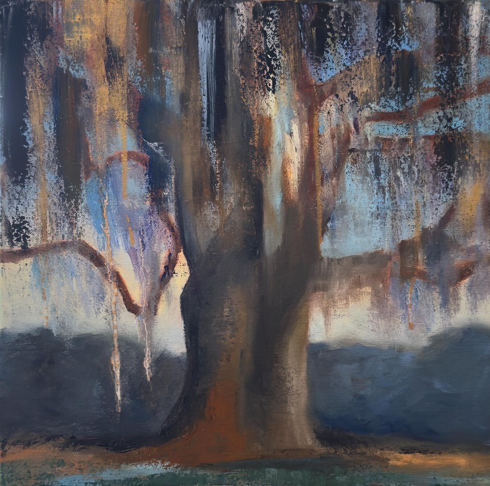 Ancient Tree of Serenity - Mystical Oil Painting With Sprawling Moss ...