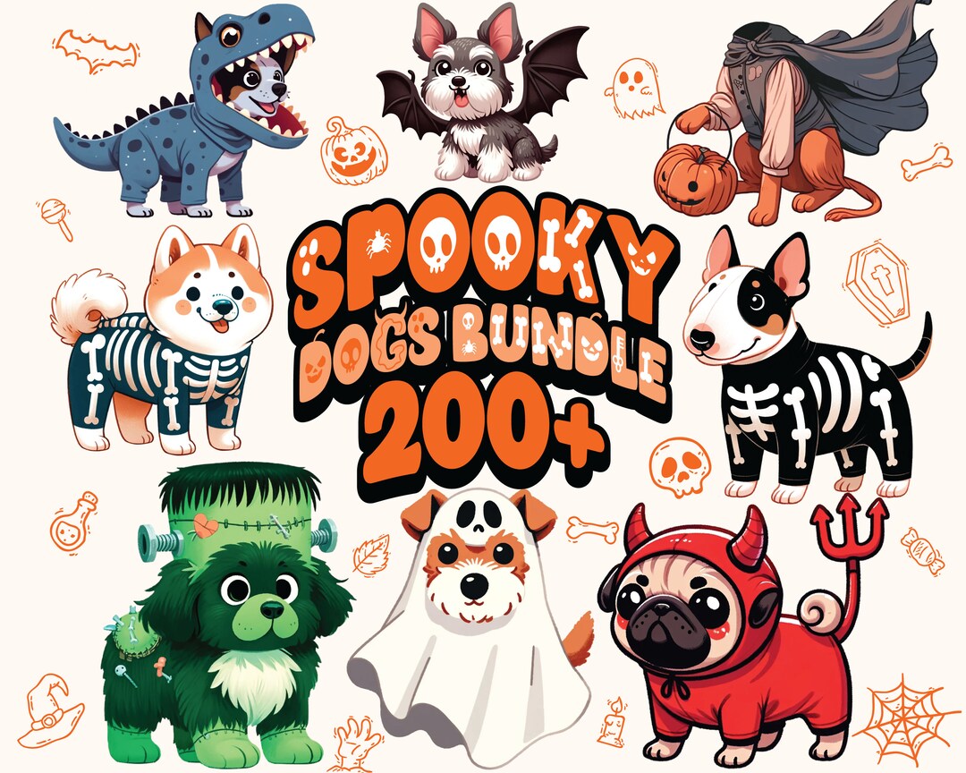 Spooky Dogs PNG Clipart Bundle | 200+ High Quality 300DPI Images ...