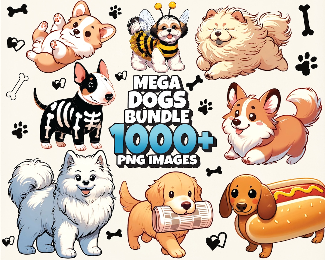 Mega Dogs PNG Clipart Bundle | 1000+ High Quality 300DPI Images ...