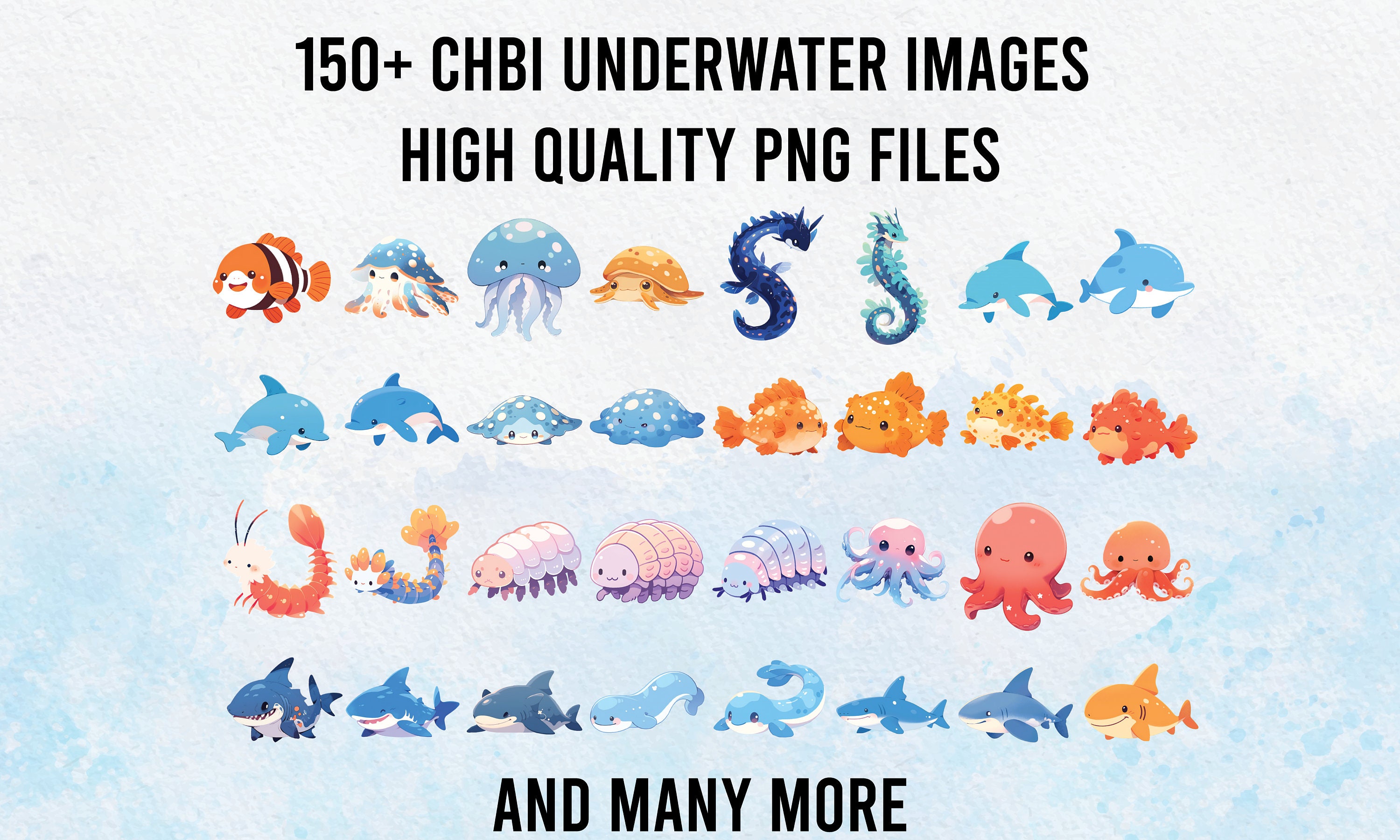 300 Underwater Mega Clipart Bundle Under the Sea Pngs, Cute Sea Animals ...