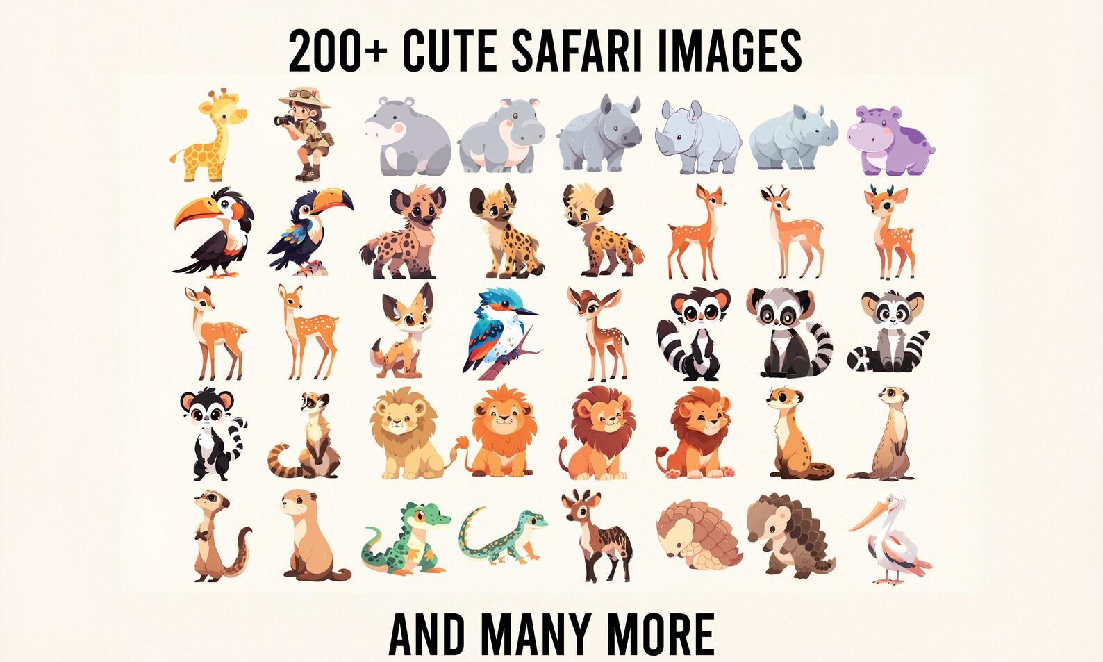 400+ Mega Safari Bundle, Safari Animals Watercolor Clipart, Elephant ...