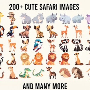 400+ Mega Safari Bundle, Safari Animals Watercolor Clipart, Elephant ...