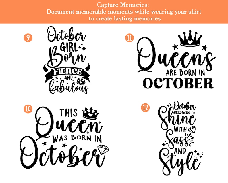 October Girl Svg Bundle, Queens Are Born Svg, October Birthday Svg ...