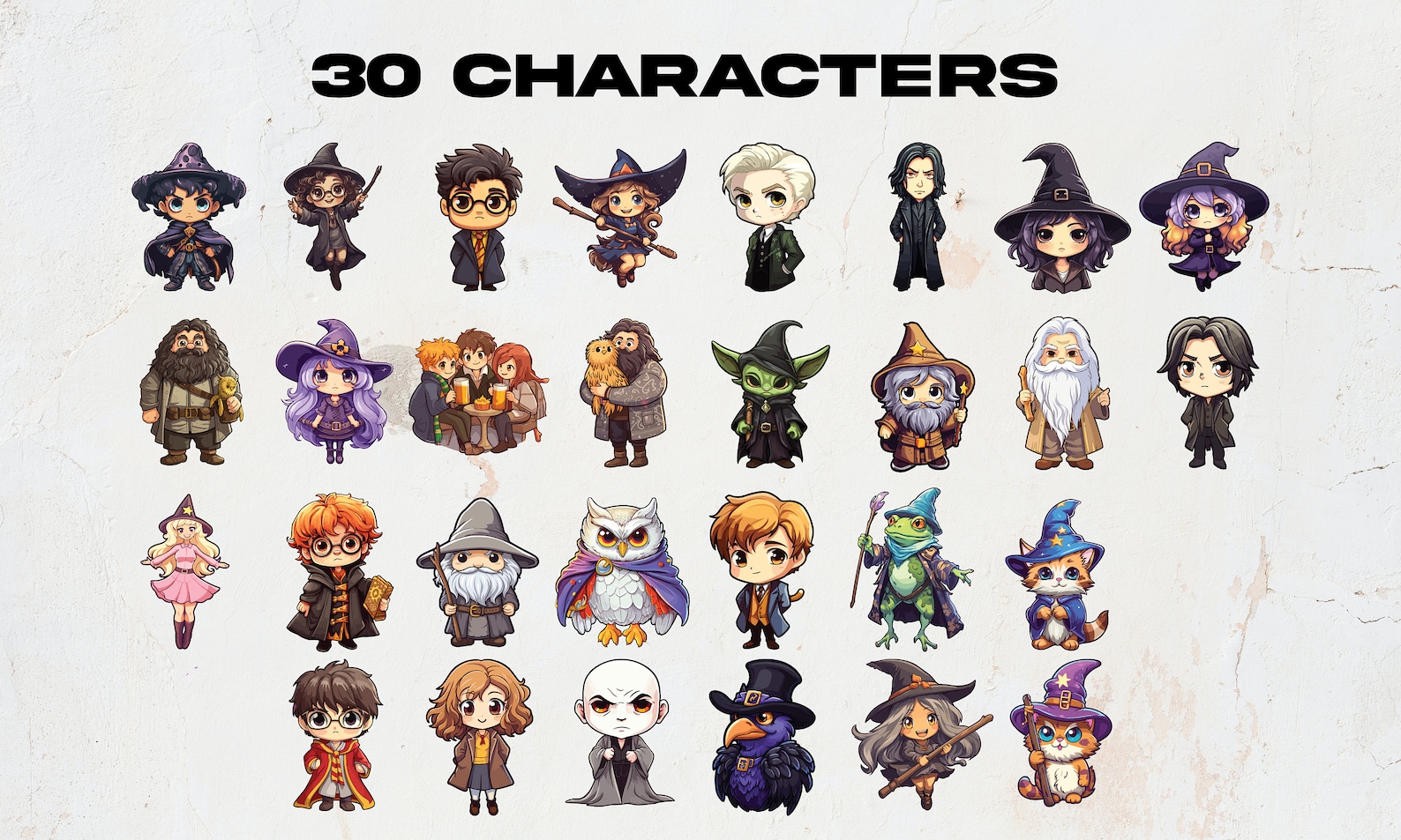 Chibi Wizard School Clipart Cute Witch Illustration Sticker Use Kawaii ...