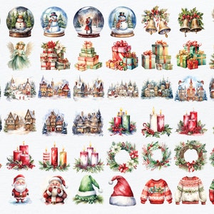 300+ Watercolor Christmas Clipart Bundle , Santa Claus Clipart ...