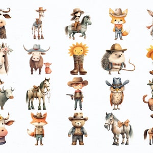Cute Watercolor Western Clipart Texas Horse Ranch Cowboy Bundle PNG ...
