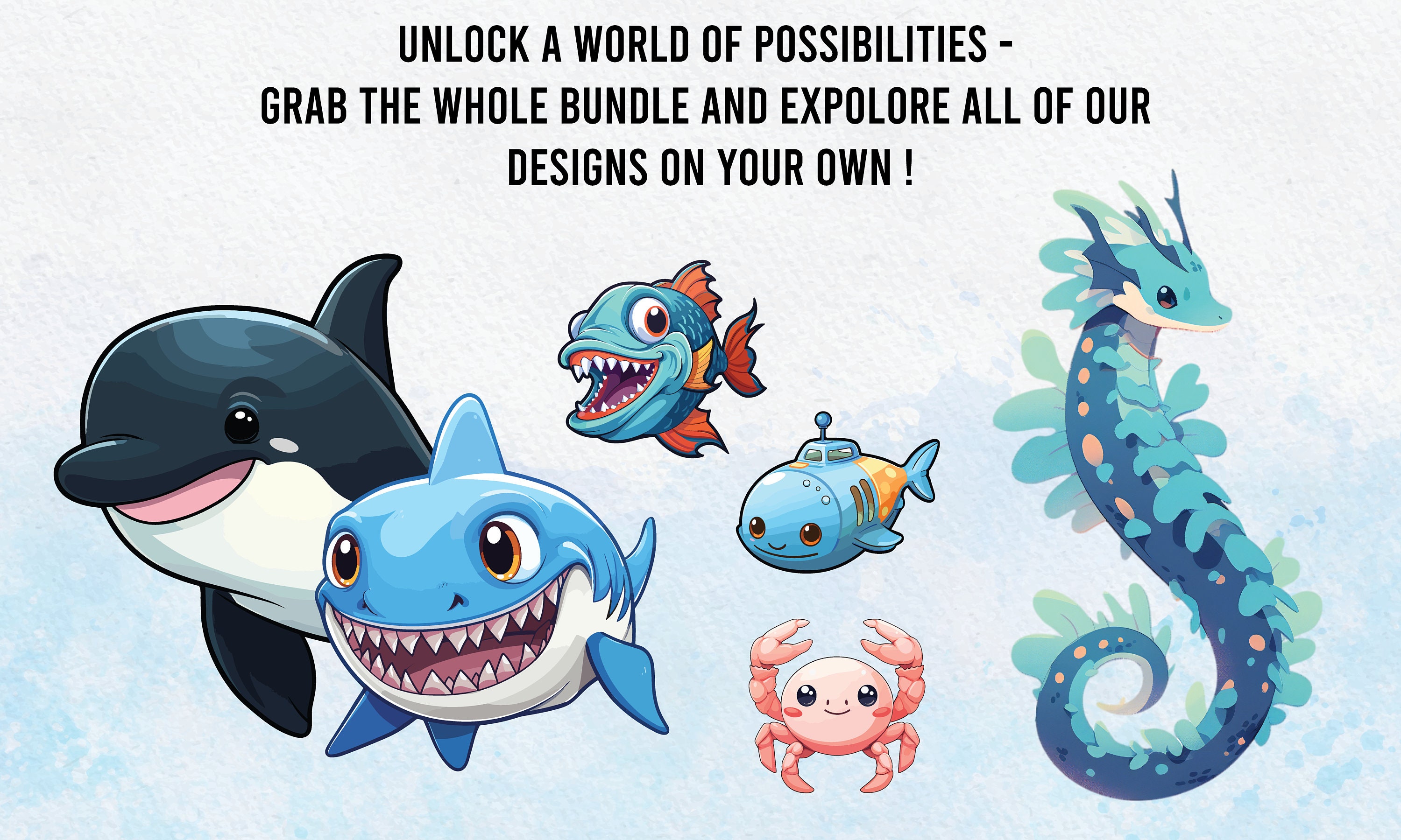 300 Underwater Mega Clipart Bundle Under the Sea Pngs, Cute Sea Animals ...