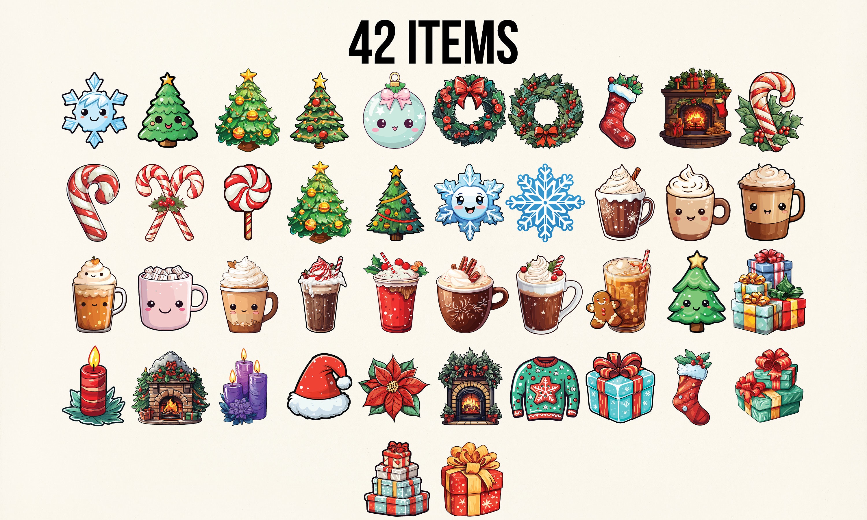 Cute Christmas Clipart PNG 150 Kawaii Christmas Png Gift Clipart ...